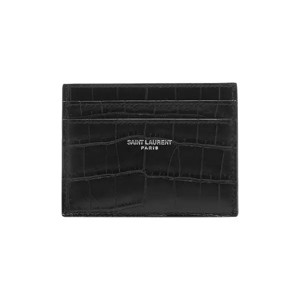 Saint Laurent Embossed Leather Credit Card Case