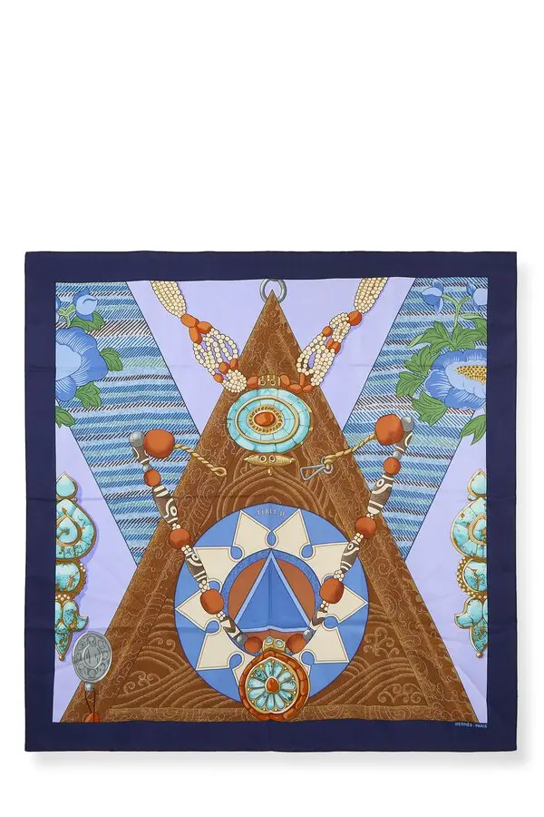 Hermès Multicolor 'tibet Ii' Silk Scarf 90