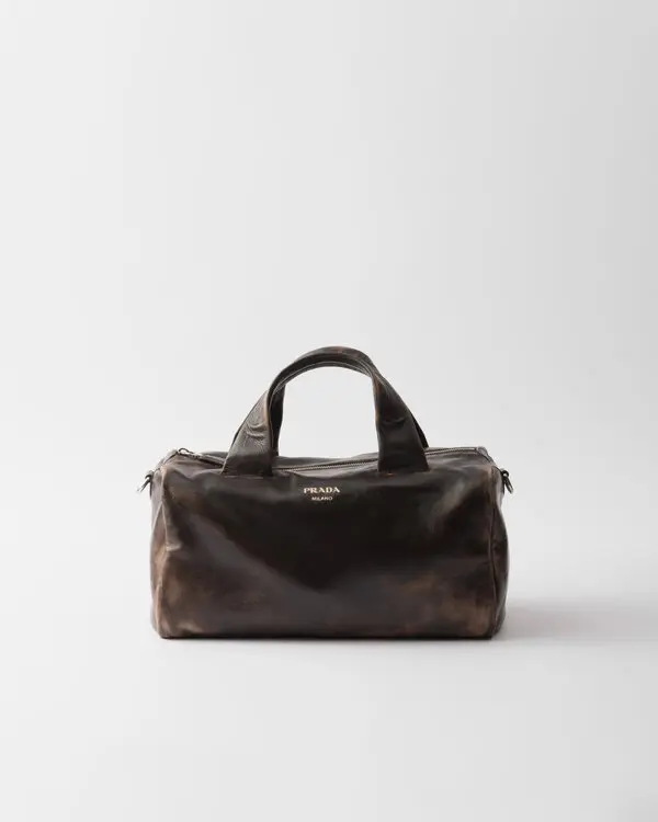 Prada Small Nappa Leather Duffle Bag - Dark Brown