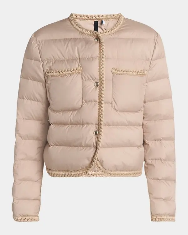 Moncler Gencay Quilted Down Jacket With Braided Trim - Medium Beige