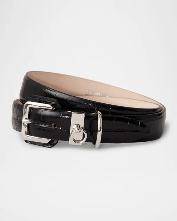 DEHANCHE Jolinard Crocodile Textured Leather Belt