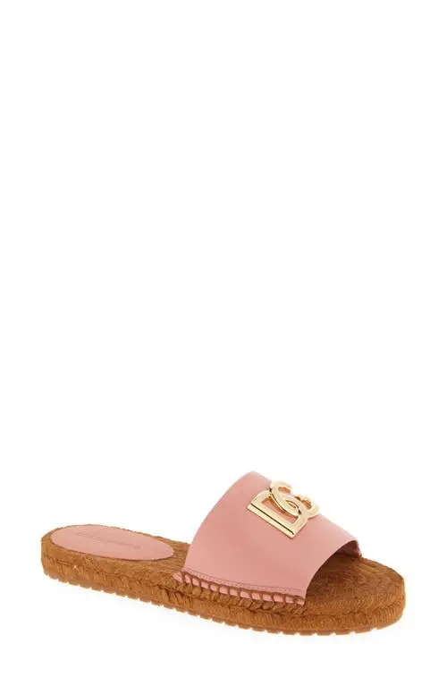 Dolce & Gabbana Dg Logo Espadrille Slide Sandal - Rosa