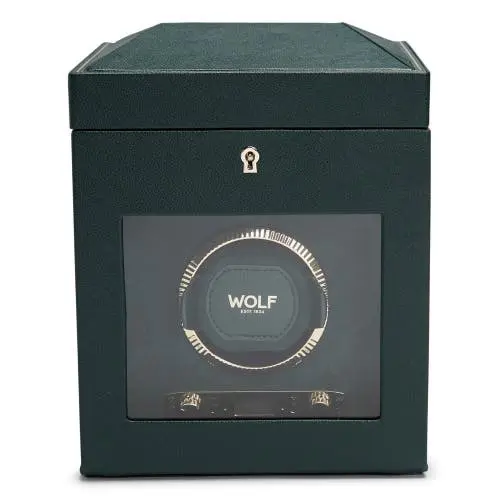 Wolf British Racing Single Watch Winder With Storage - Green