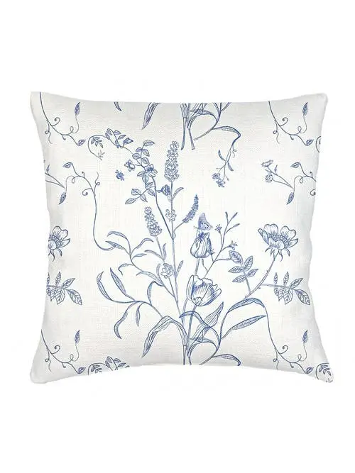 Anaya English Garden Linen Euro Pillow With Down Insert - Blue