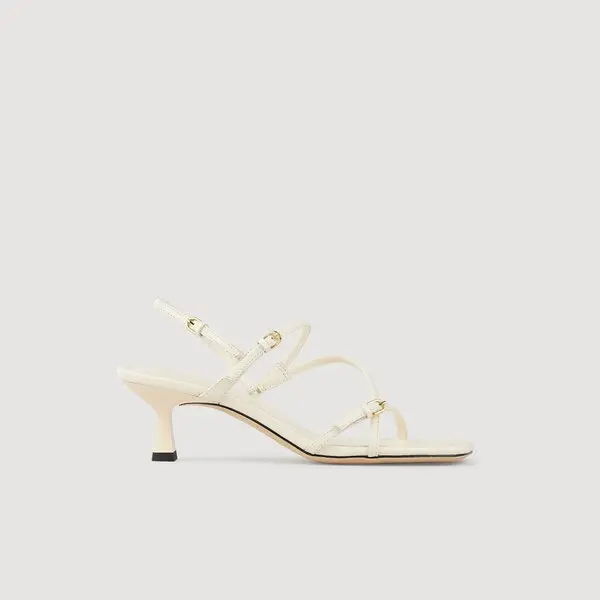 Sandro Strappy Patent Leather Sandals - White
