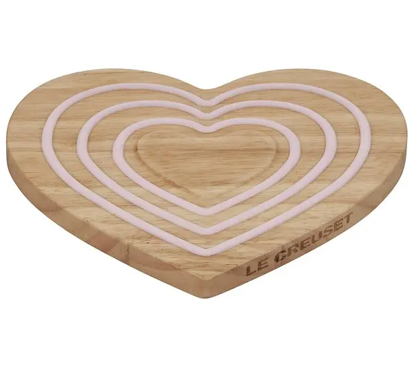 LE CREUSET Magnetic Figural Heart Wooden Trivet - One-color