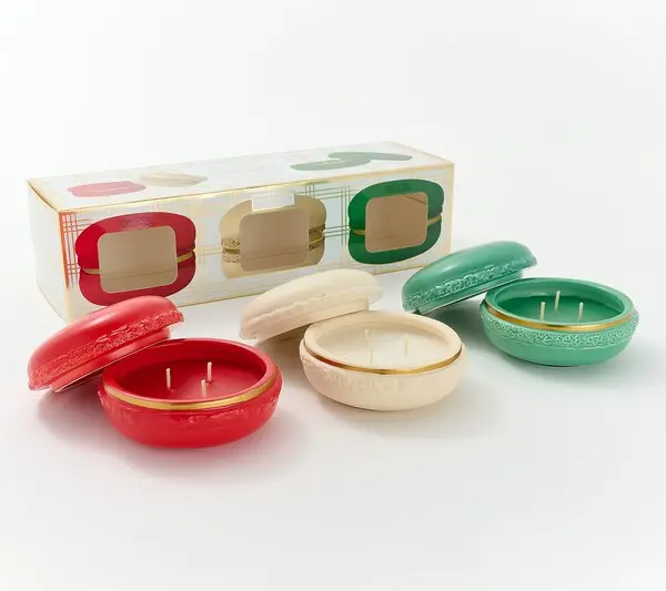 HOMEWORX BY SLATKIN + CO. As Is 3-pc Holiday Macaron Candle