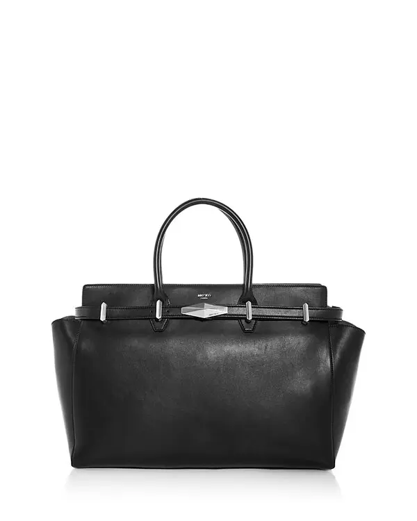 JIMMY CHOO Diamond Belted Leather Tote - Black/antique