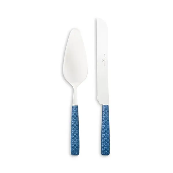 MACKENZIE-CHILDS Everyday Indigo Cake Serving 2 Piece Set