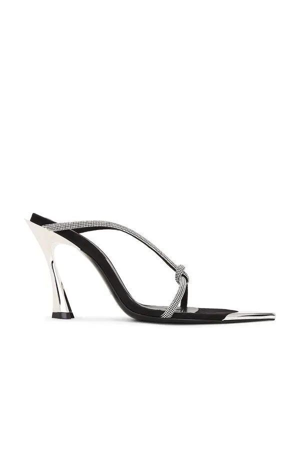 MUGLER Bombe' Mule - Black & Crystal