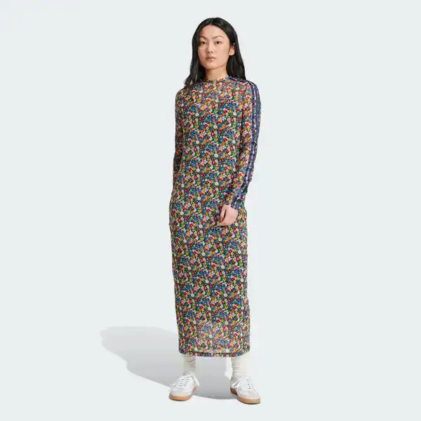 Adidas X Liberty London Mesh Maxi Dress In Multicolor Night