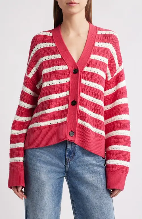 Rails Geneva Stripe Cotton Cardigan - Pink Stripe