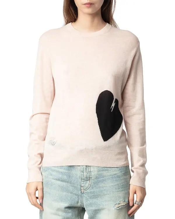 Zadig&Voltaire Pravis Cashmere Heart Sweater - Pearly