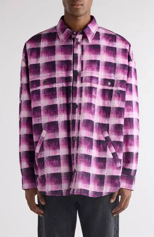Acne Studios Check Cotton Flannel Shirt Jacket In Pink 73% Off