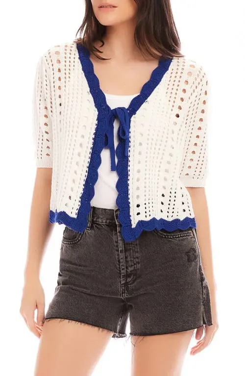 Fifteen Twenty Betsy Open Stitch Tie Front Cotton Cardigan