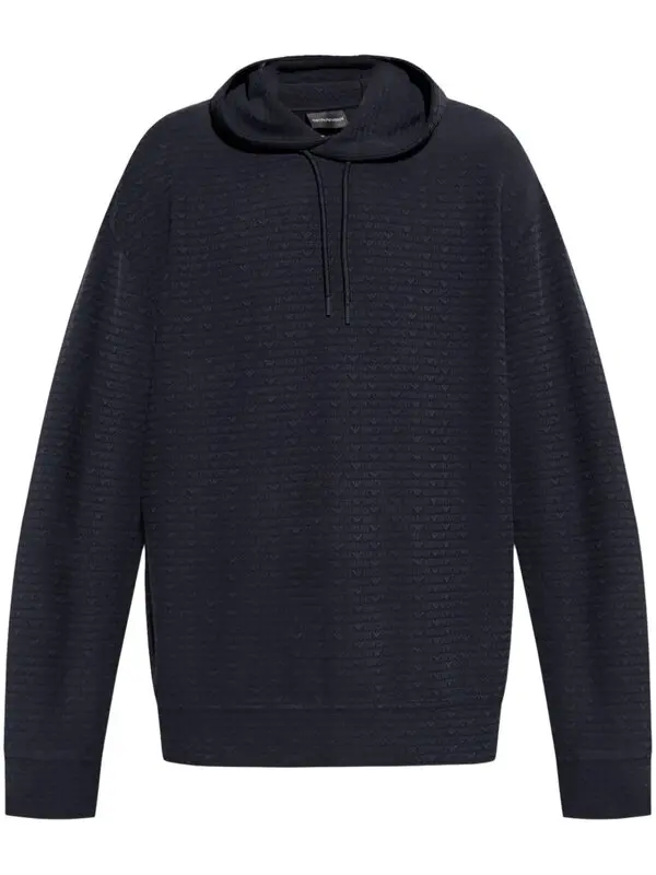 Emporio Armani Logo-print Hoodie - Blue