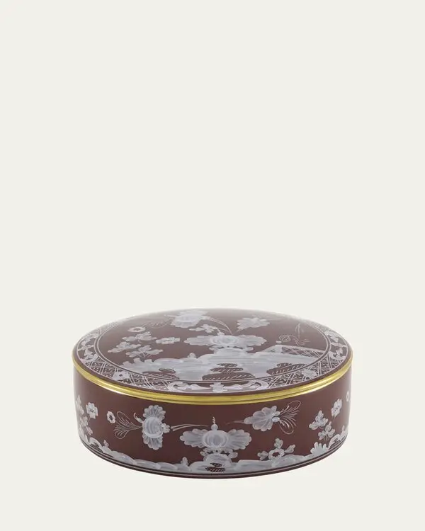 GINORI 1735 Oriente Italiano Round Box With Cover, Castagna - Oi  Castagna