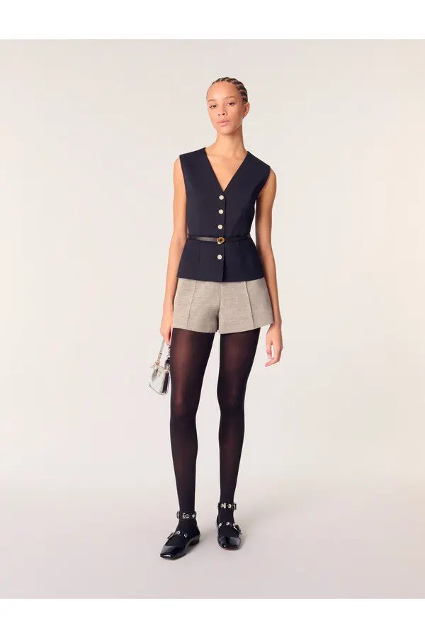 Maje Wool Blend Sleeveless Jacket - Black