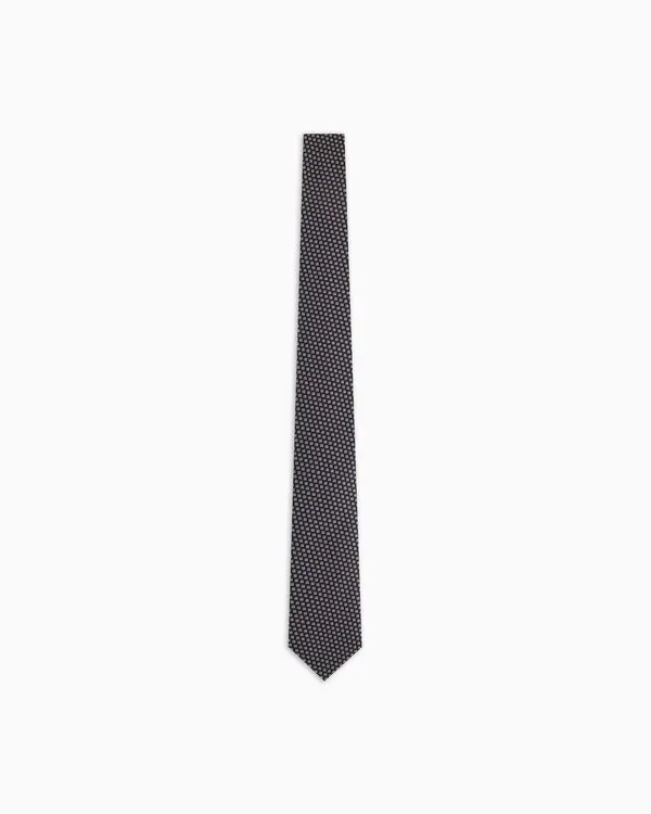 Giorgio Armani Geometric Jacquard Pure Silk Neck Tie - Blue