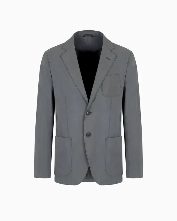Giorgio Armani Upton Line Washed Silk Single-breasted Jacket - Grey