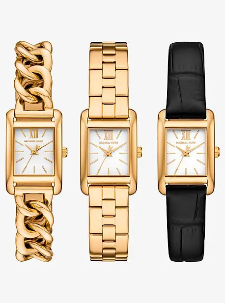 Michael Kors Petite Monroe Gold-tone Watch Strap Set - Black