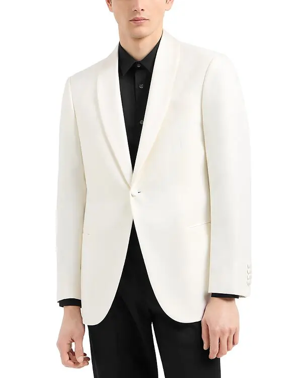 Emporio Armani G Line Regular Fit Satin Shawl Lapel Dinner Jacket - Cream