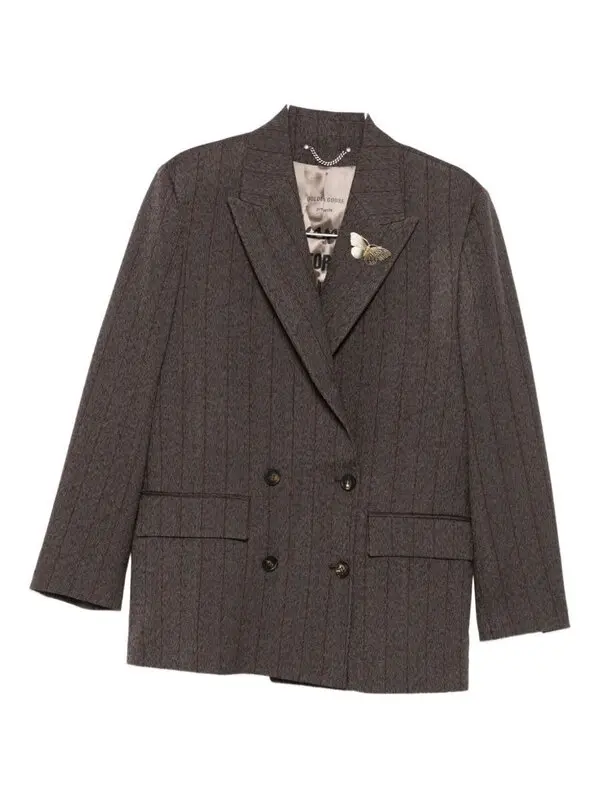 Golden Goose Double-breasted Pinstriped Blazer - Brown