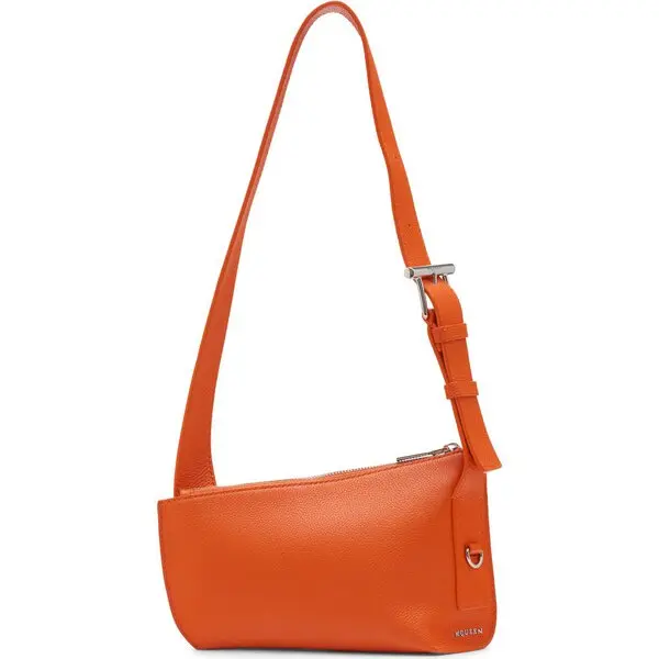 Alexander McQueen T-bar Sling Leather Crossbody Pouch - Orange/ Silver