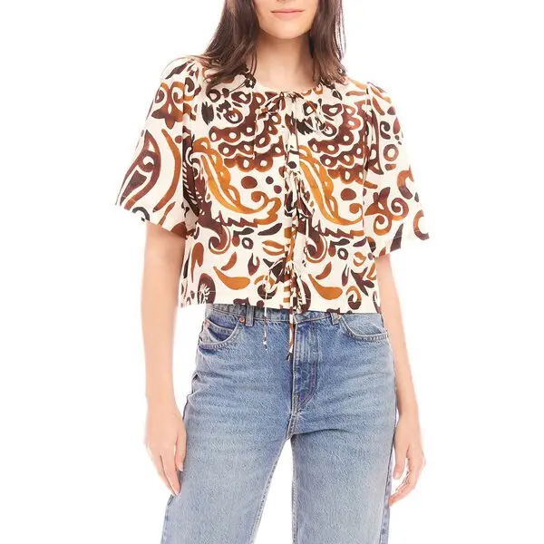 Fifteen Twenty Nadine Bow Detail Crop Top