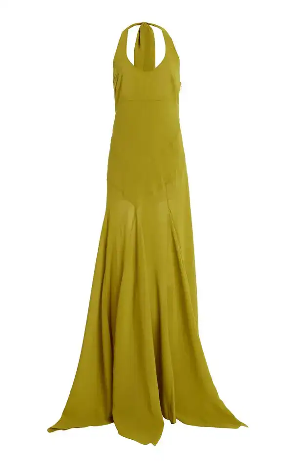 Siedres Exclusive Raye Scarf-Detailed Midi Halter Dress - Green |  Editorialist