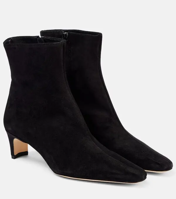 Staud Wally 55 Suede Ankle Boots - Black