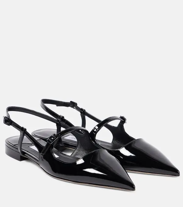 JIMMY CHOO Didi Patent Leather Mary Jane Flats - Black