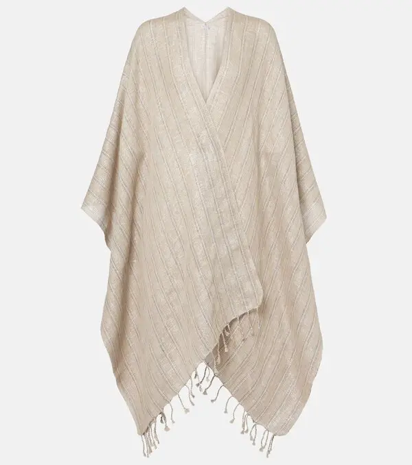 Brunello Cucinelli Linen-blend Poncho - Multicoloured