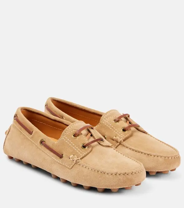 TOD'S Gommino Bubble Suede Boat Shoes - Brown