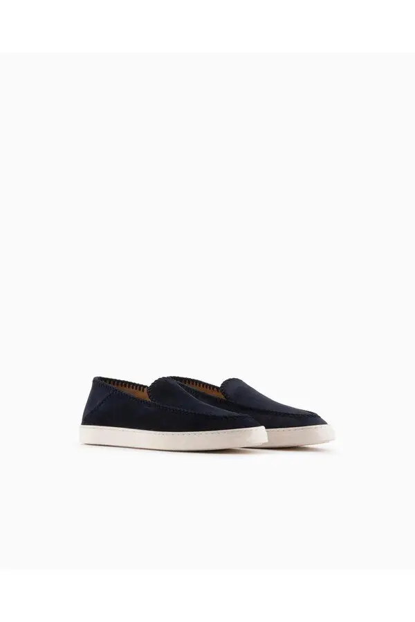 Giorgio Armani Galleria 3 Suede Slip-ons - Navy