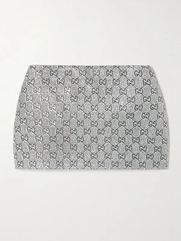 Gucci Metallic Tweed Mini Skirt - Gray
