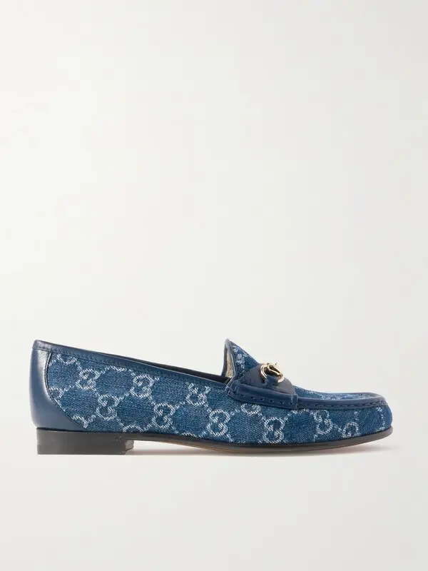 Gucci Horsebit 1953 Leather-trimmed Denim-jacquard Loafers - Blue