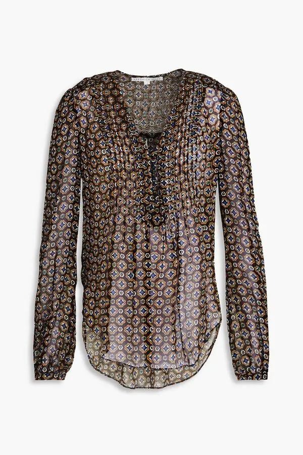 Veronica Beard Lowell Pintucked Georgette Blouse