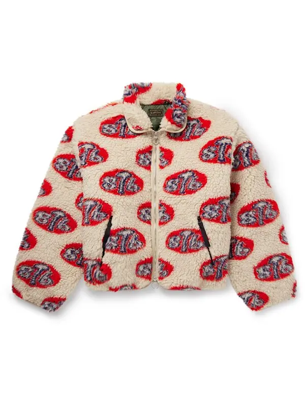 Kapital Drizzler Cropped Printed Fleece Jacket