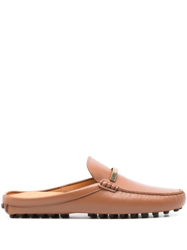 TOD'S Leather Slippers - Brown