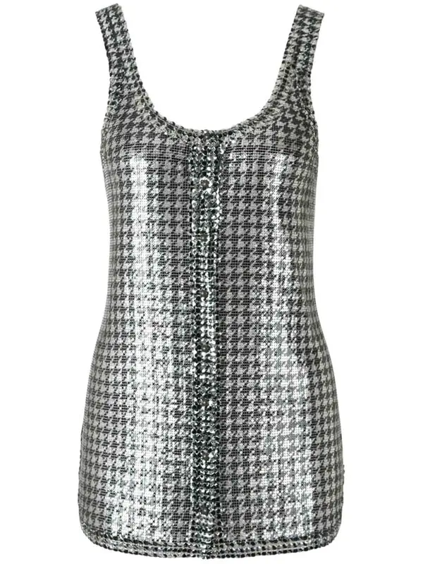 Rabanne Metallic Houndstooth Tank Top