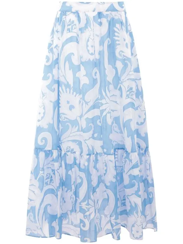 Etro Paisley-print Maxi Skirt - Blue