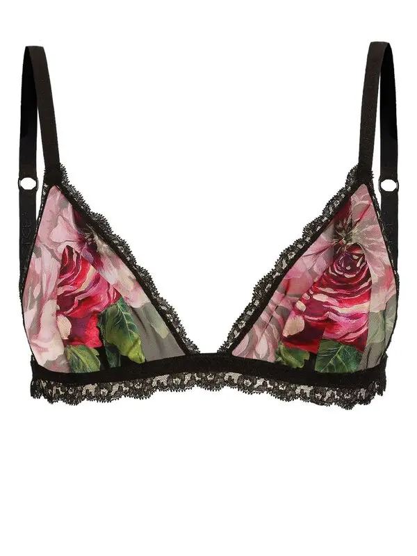 Dolce & Gabbana Rose-print Bra