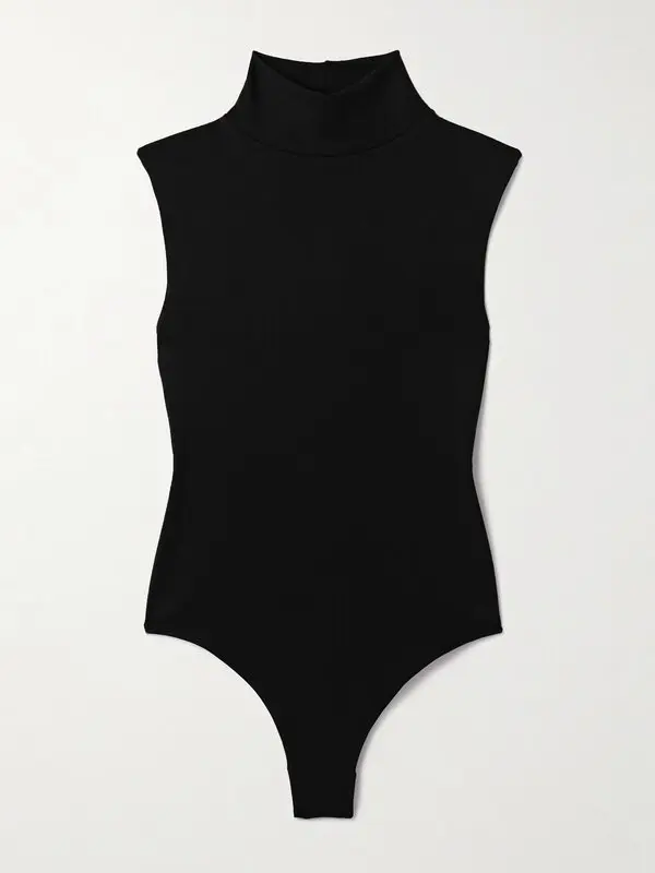 THE PARK Stretch-tencel Lyocell Jersey Turtleneck Thong Bodysuit - Black