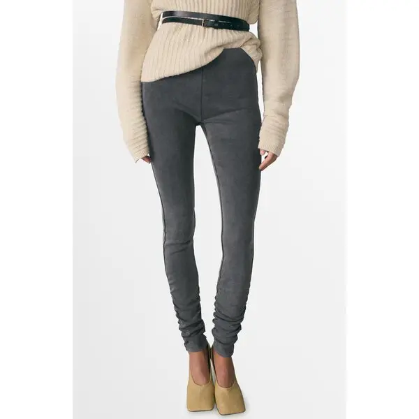 Mango Ruched Stretch Cotton Leggings