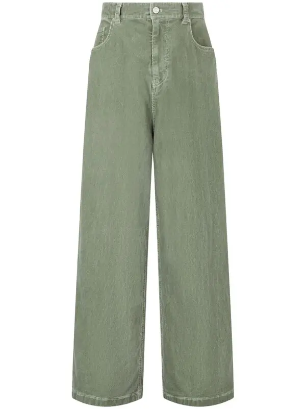 STUDIO TOMBOY High-waisted Corduroy Trousers - Green