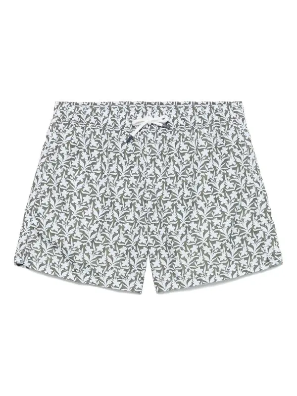 Fedeli Floral-print Swim Shorts - Green