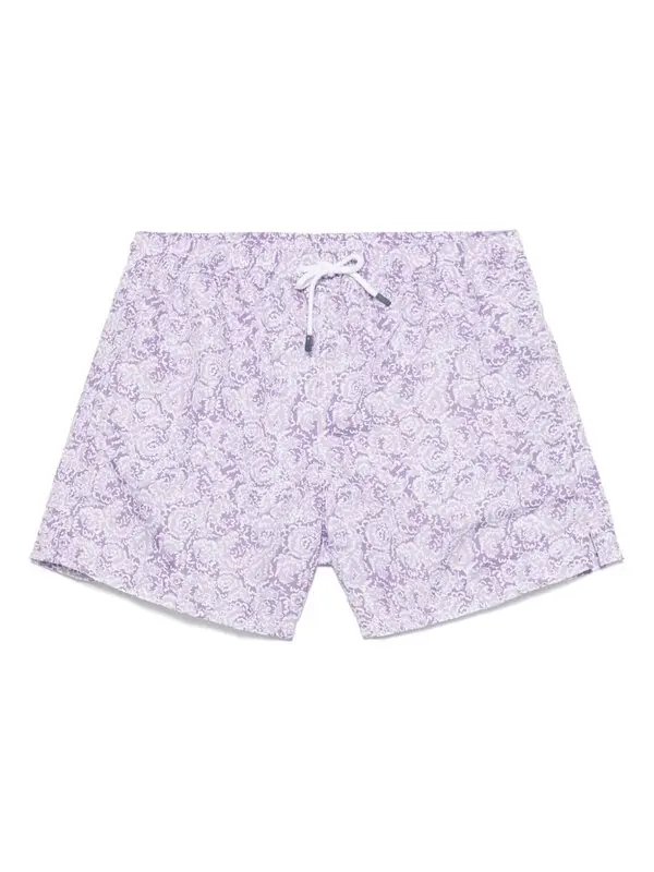 Fedeli Floral-print Swim Shorts - Purple