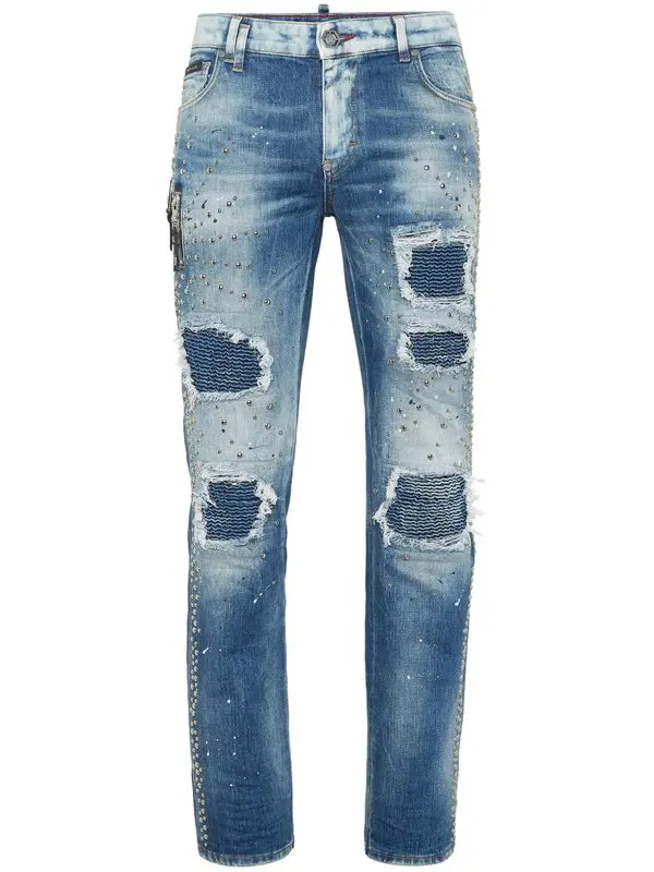 Philipp Plein Stud-embellished Jeans - Blue