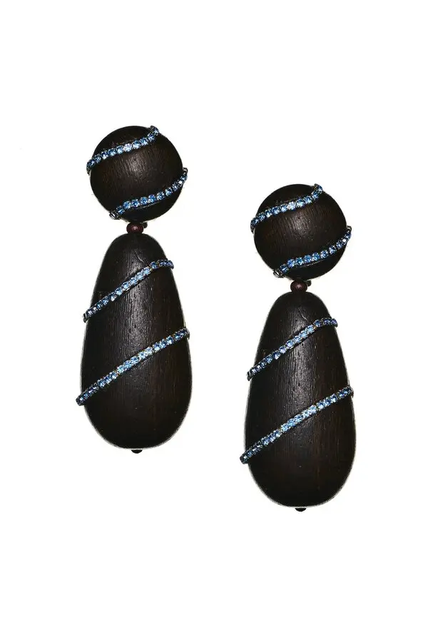 Sachin & Babi Hudson Clip-on Earrings - Roble Wood/ice Blue